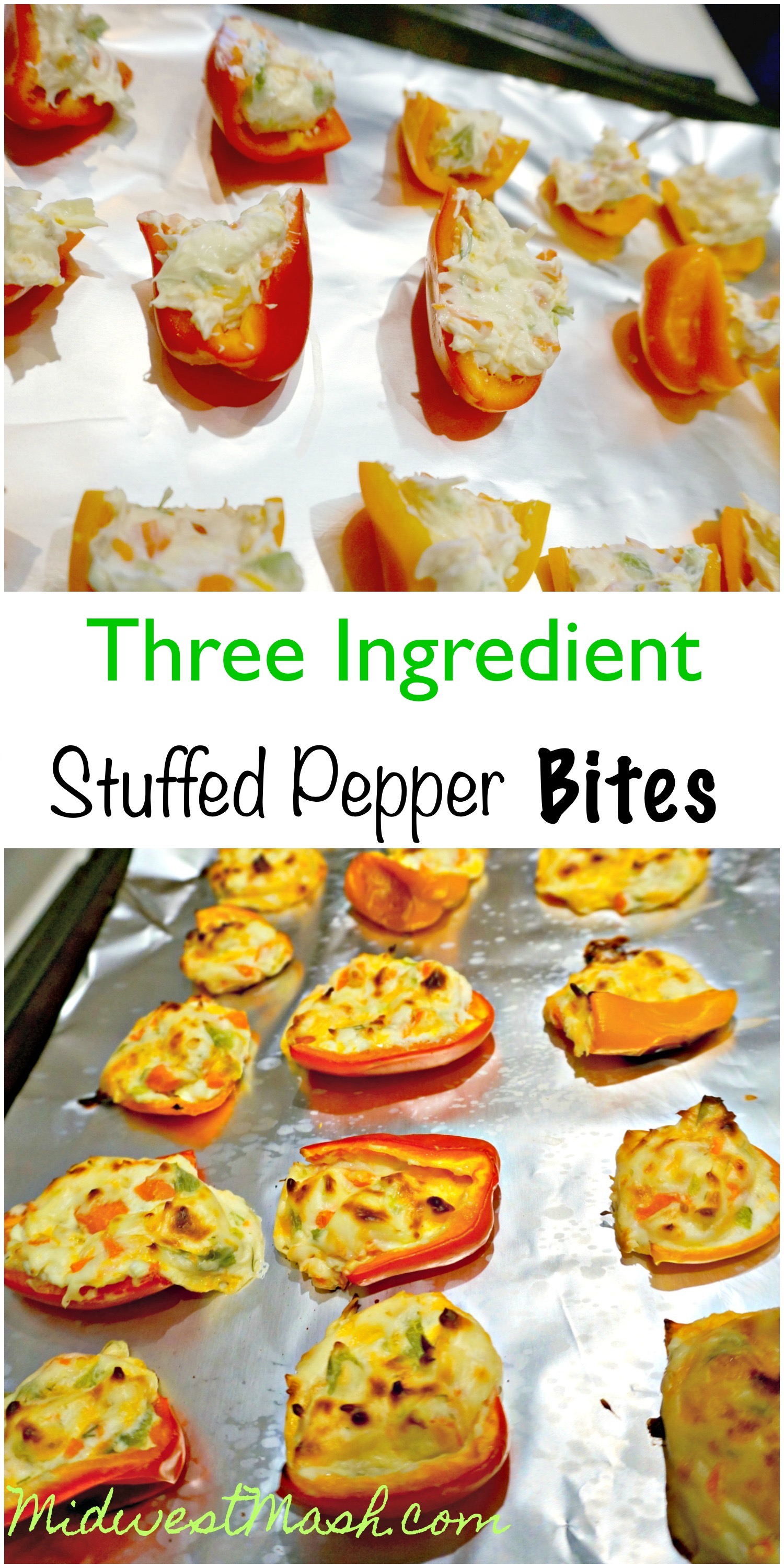 Three Ingredient Stuffed Pepper Bites | Midwest Mash